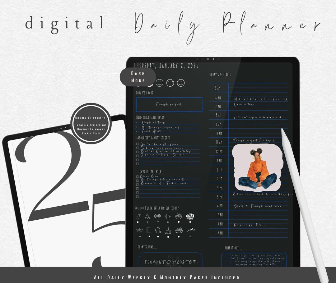 2025 Digital Daily Planner, Daily Journal, Digital Notebook, Good Notes ...