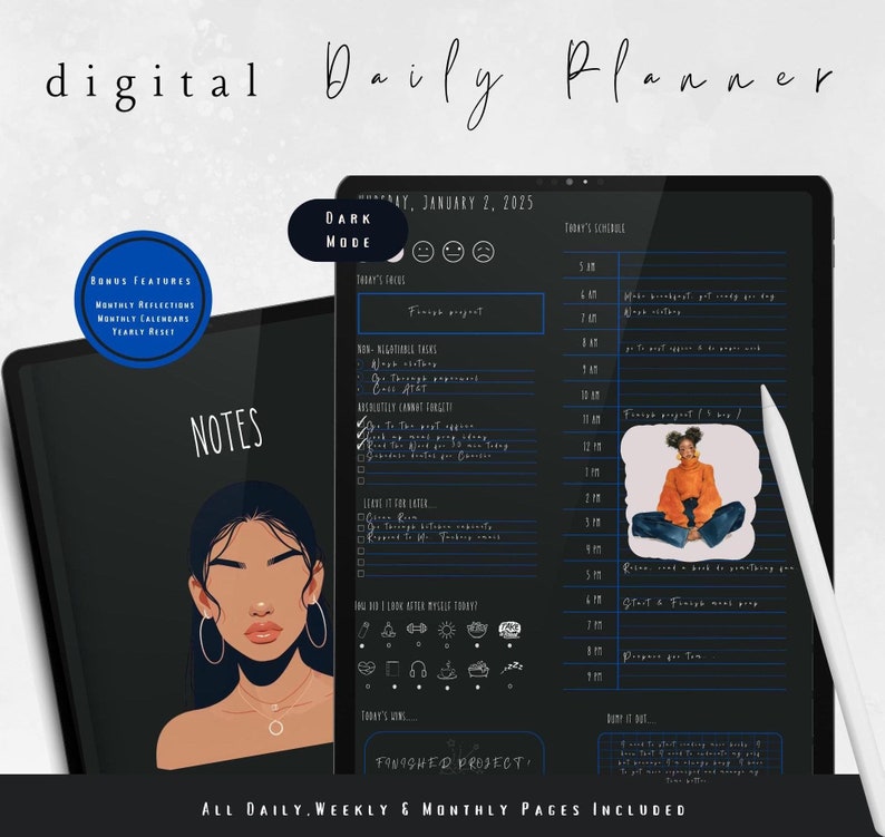 2025 Digital Daily Planner, Daily Journal, Digital Notebook, Good Notes ...