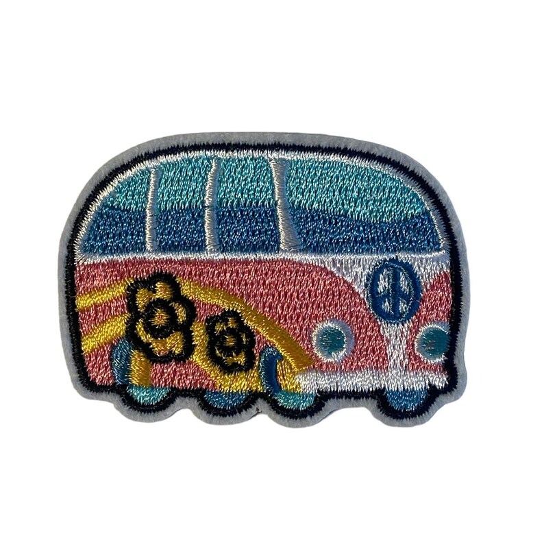 VW Hippie Van Iron-on Patch, Vintage Embroidered Patch, Retro Van Patch ...