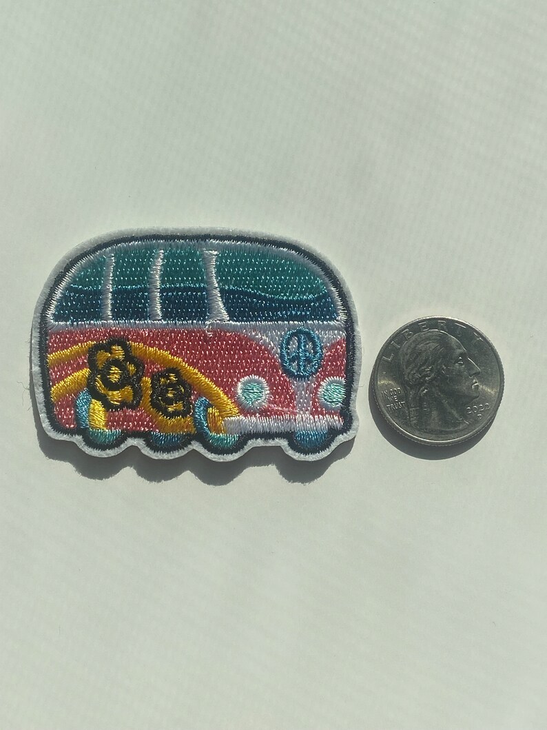 VW Hippie Van Iron-on Patch, Vintage Embroidered Patch, Retro Van Patch ...