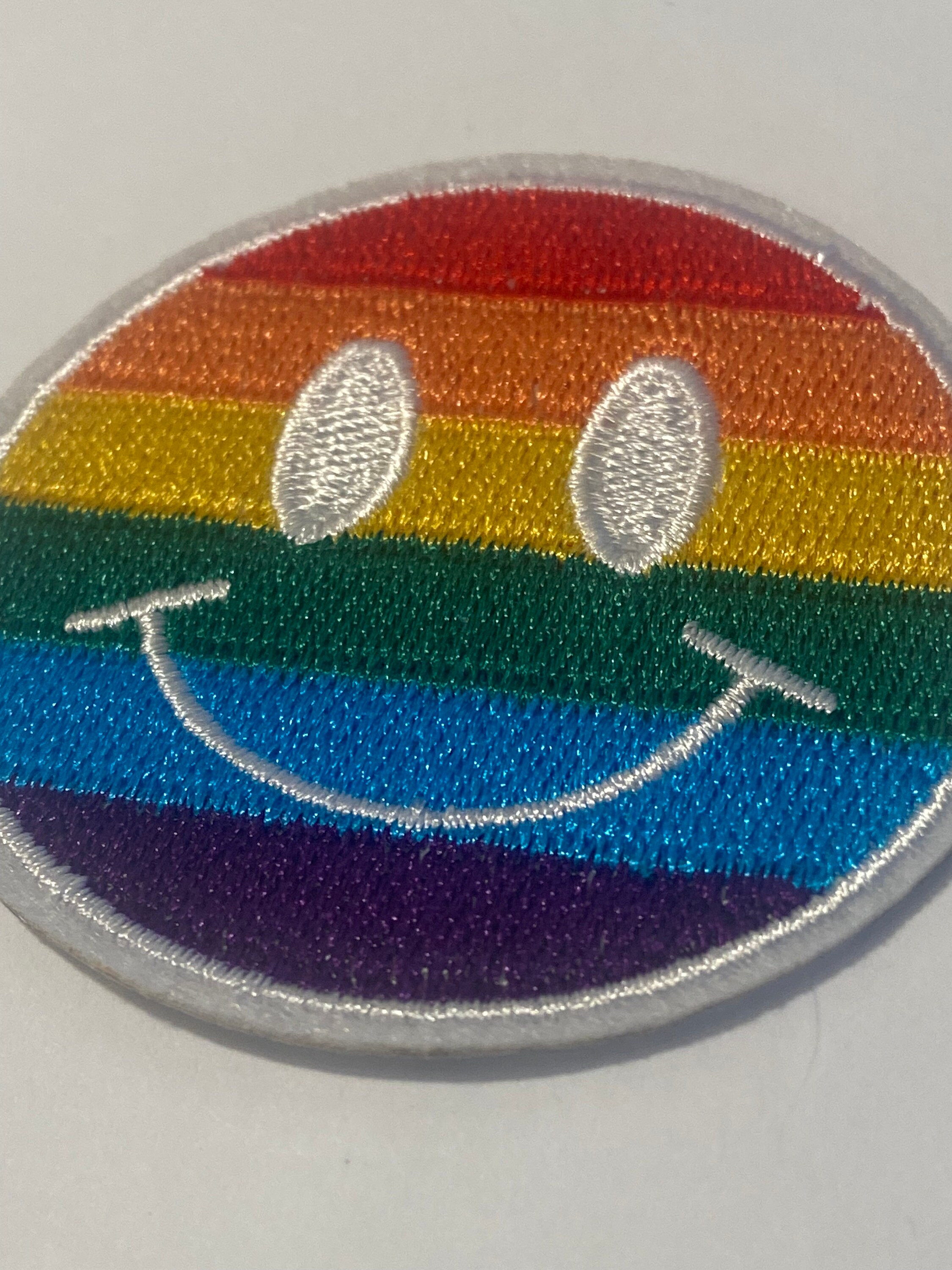 LGBTQ Rainbow Smiley Face Iron-on Patch, Pride Embroidered Patch, LGBTQ Equality, DIY Clothing ...
