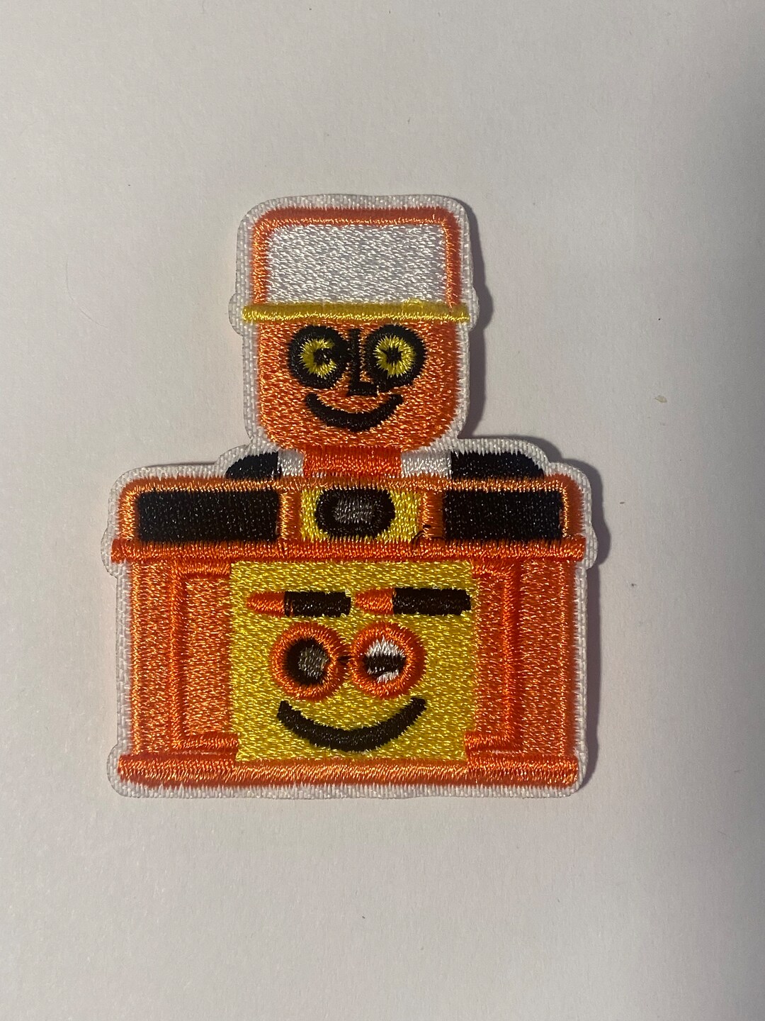 Orange Cartoon Smiley Face Camera Iron-on Patch, Fun Embroidered Patch ...