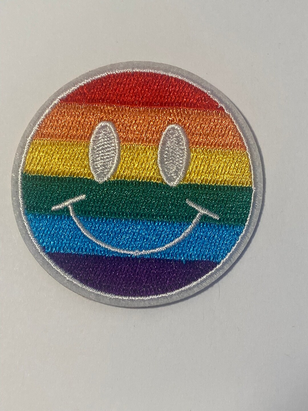 LGBTQ Rainbow Smiley Face Iron-on Patch, Pride Embroidered Patch, LGBTQ Equality, DIY Clothing ...