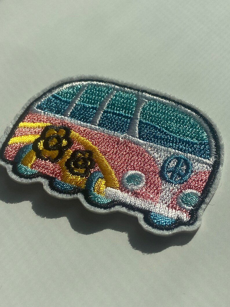 VW Hippie Van Iron-on Patch, Vintage Embroidered Patch, Retro Van Patch ...