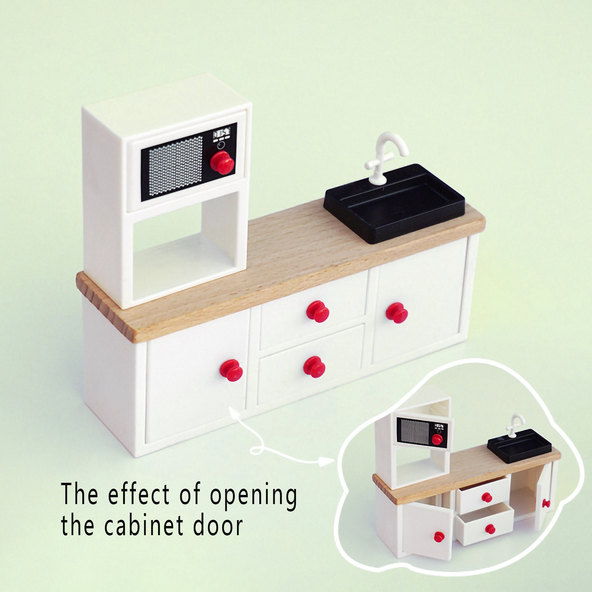 Miniature Doll House 1:12 Scale Kitchen Cabinet Set Simulated Small ...