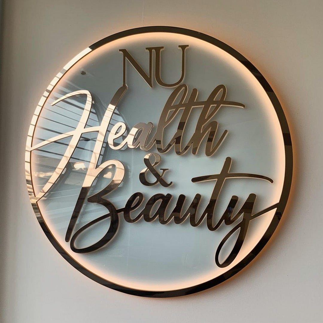 Round Acrylic Logo Sign, LED Business Logo Sign, Custom Acrylic ...