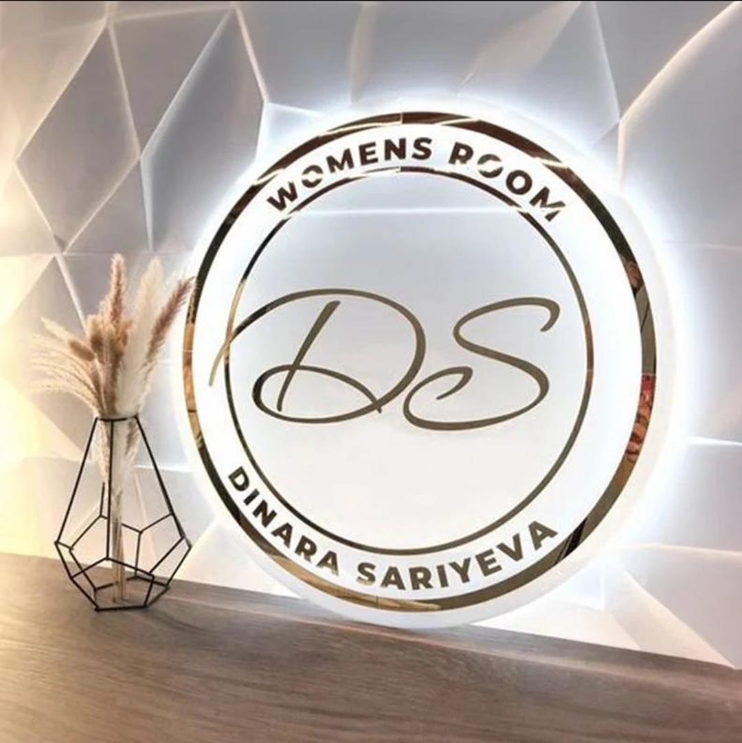 Custom Acrylic Business Logo Sign, Round Acrylic Logo Sign, LED ...