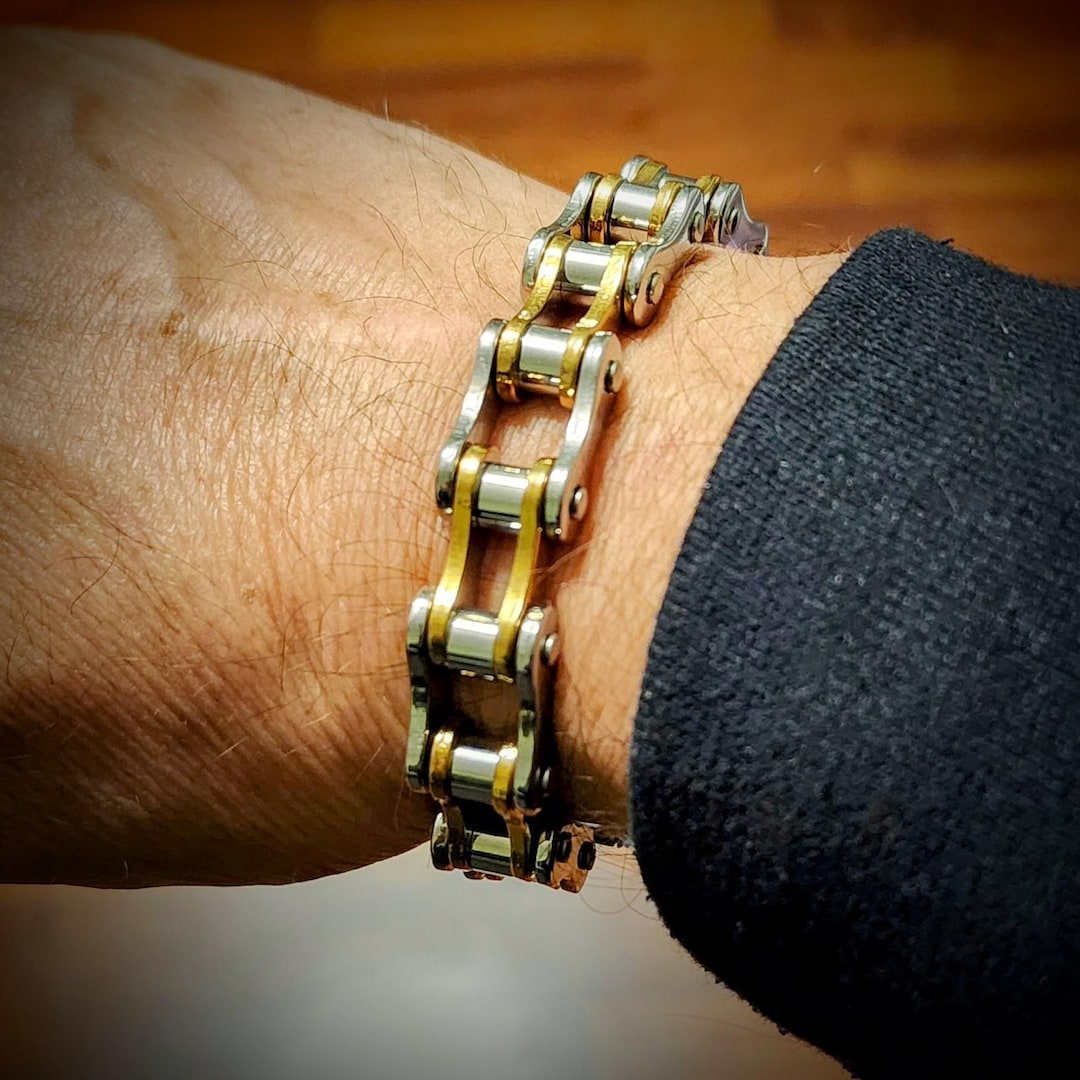 Motorcycle Chain Bracelet, Stainless Steel Bracelet, 8 1/2" X 9/16 ...