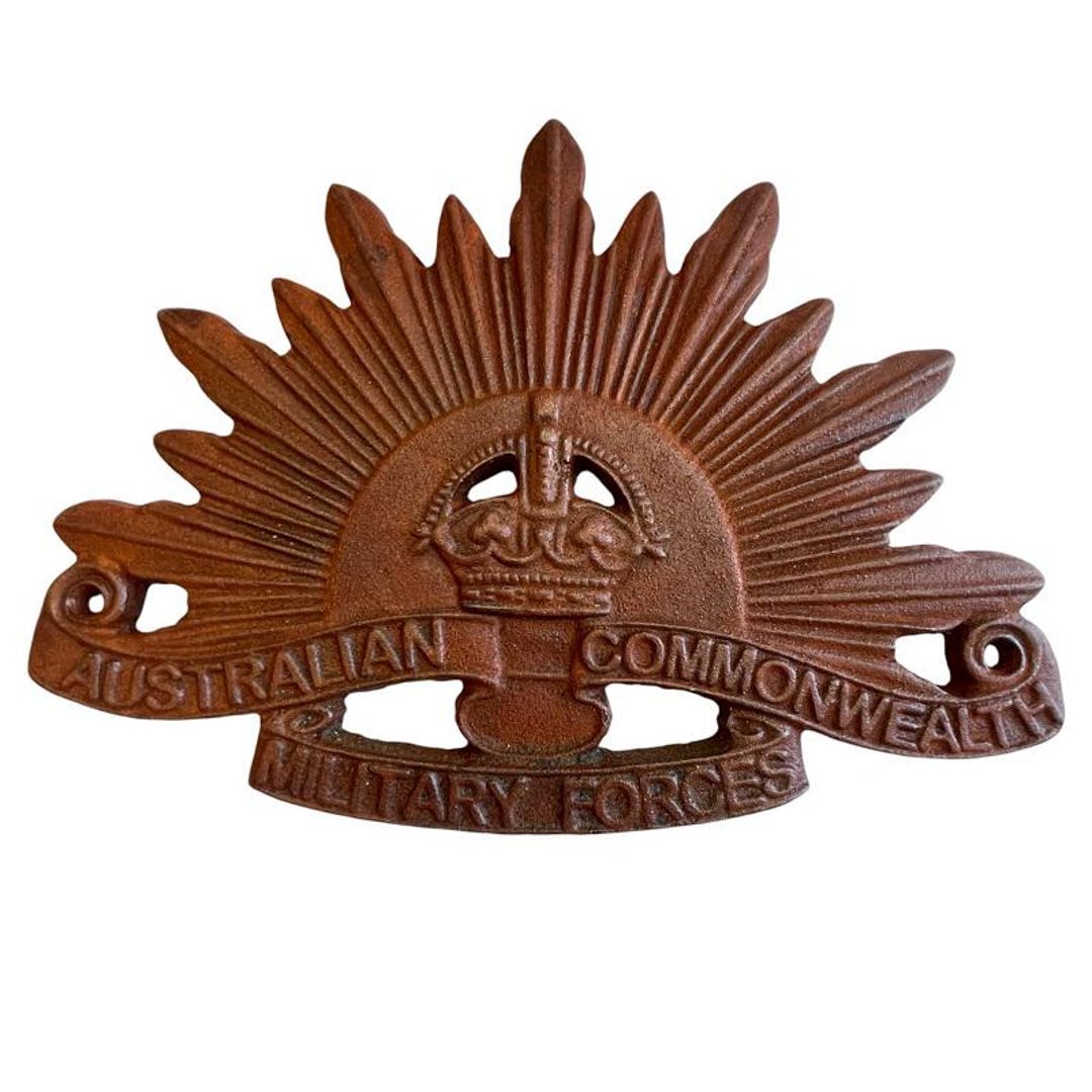 Australian Commonwealth Army Military Forces Sign Cast Iron Rust 29cm ...