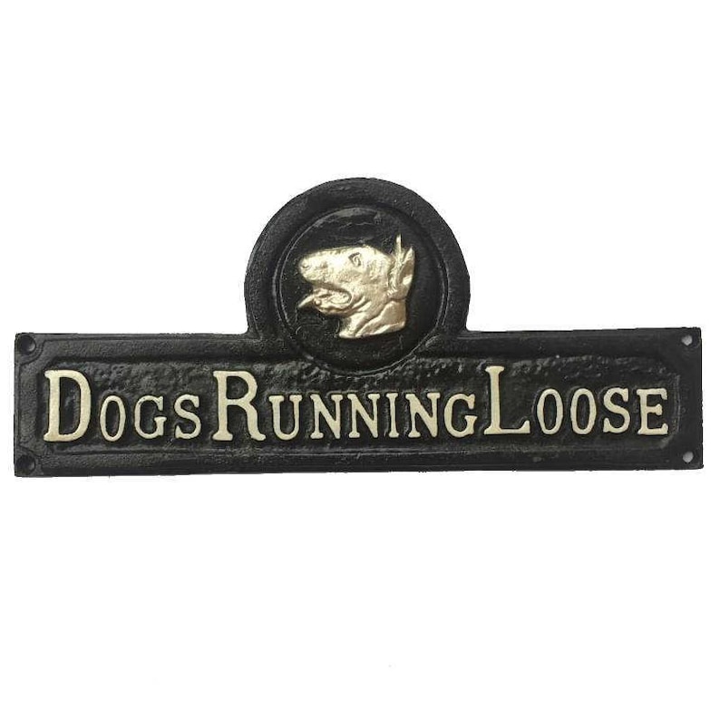 Dogs Running Loose Cast Iron Sign - Etsy