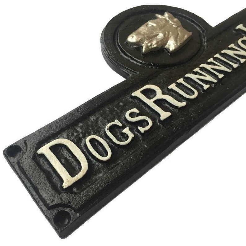 Dogs Running Loose Cast Iron Sign - Etsy