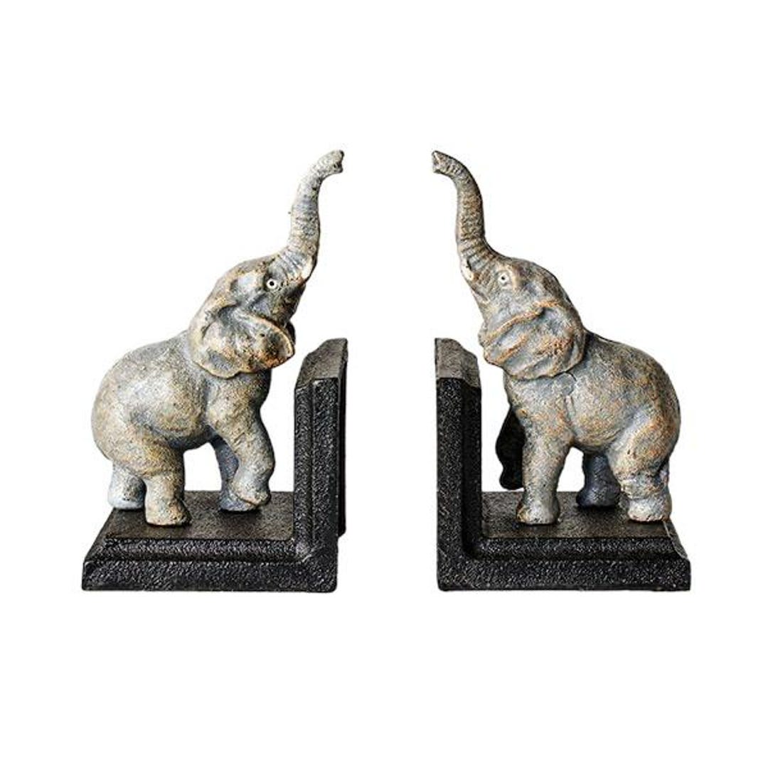 Cast Iron Elephant Bookends With Black Base - Etsy