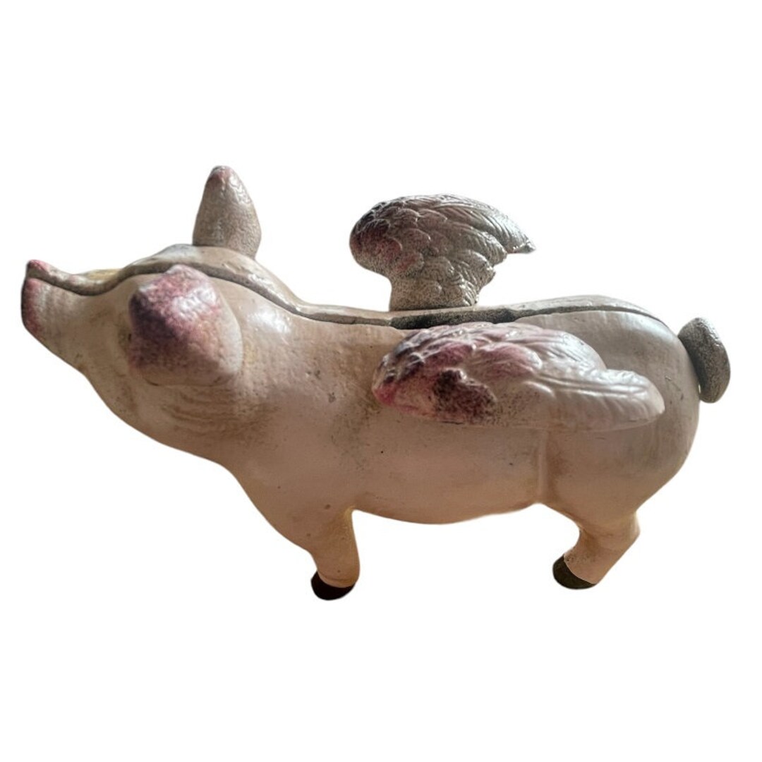 Cast Iron Flying Pig Bank Pink 19cm - Money Bank Statue - Etsy