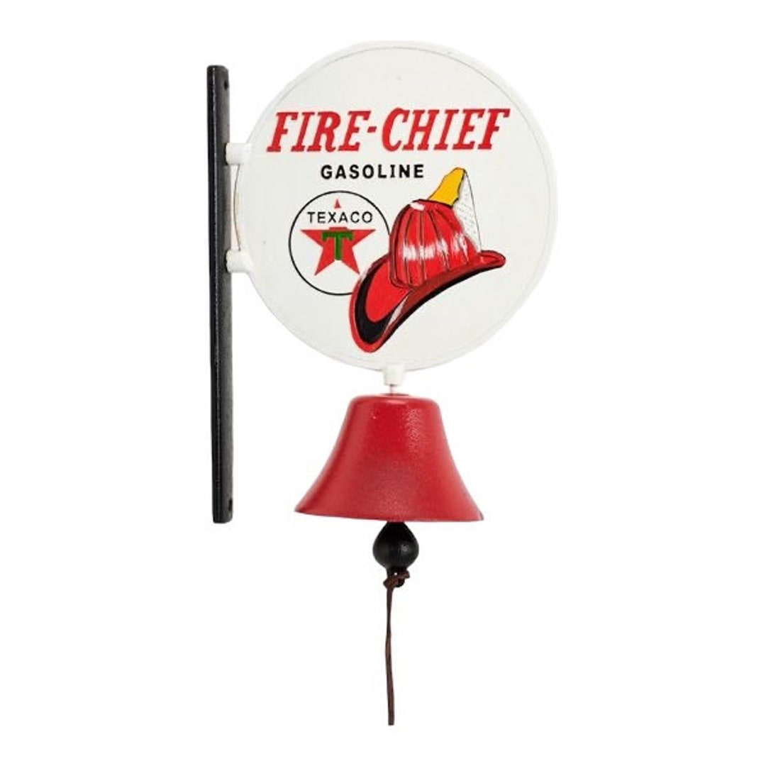 Texaco Fire Chief Cast Iron Sign Bell Complete With Bracket - Man Cave ...