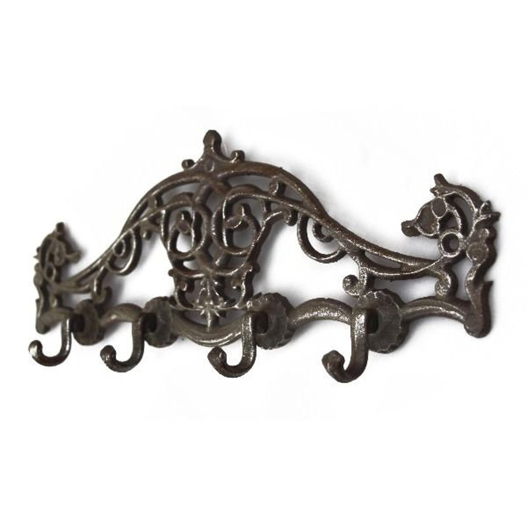 Cast Iron Antique Silver Hanger 39cm With 4 Hooks - Etsy