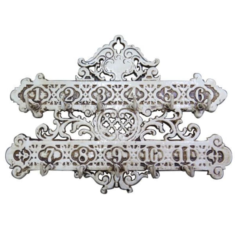 Cast Iron White Number Key Rack Holder 11 Wall Hooks - Etsy