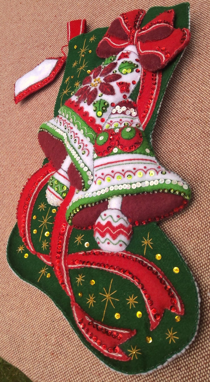 Bucilla Christmas Stocking Decoration Completed Handmade Beaded and ...