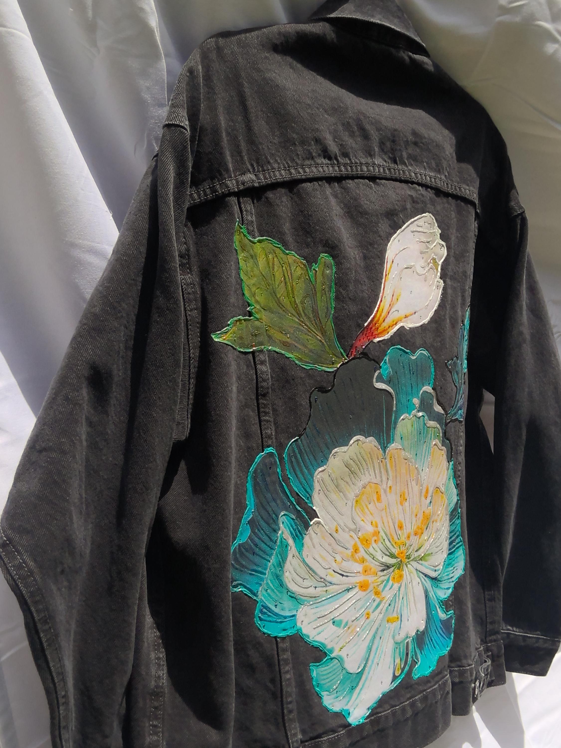 Women Denim Jacket Enhanced - Blue Flower - Etsy