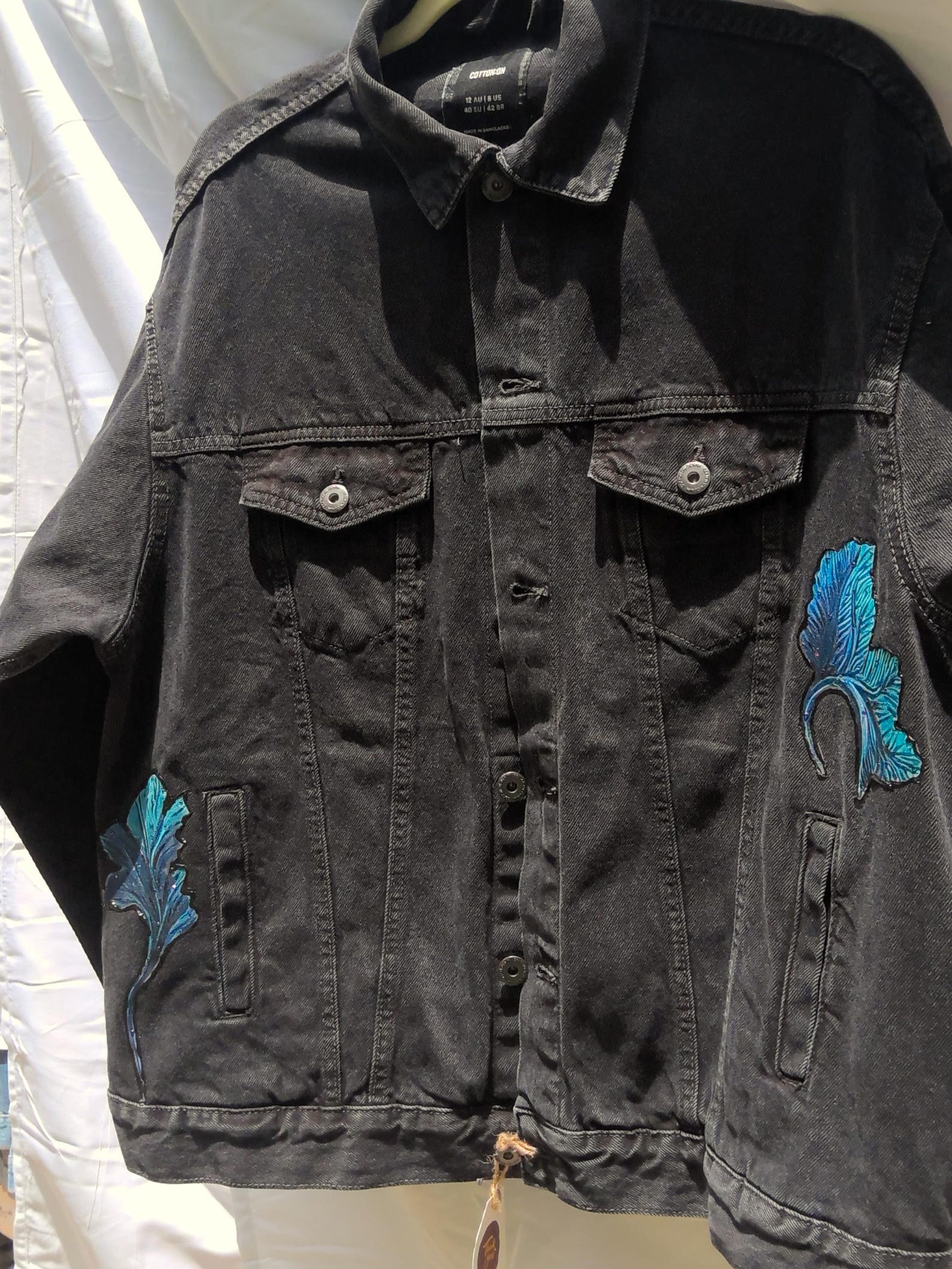 Women Denim Jacket Enhanced - Blue Flower - Etsy