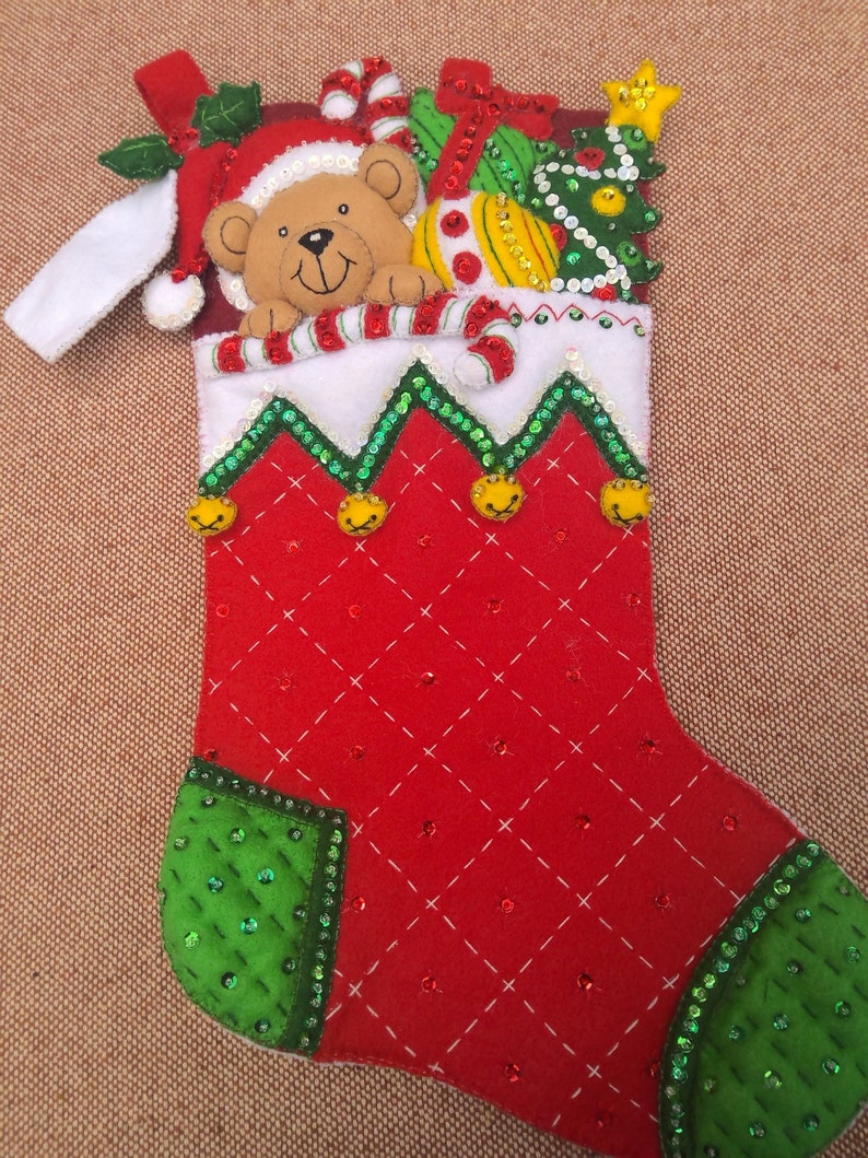 Bucilla Christmas Stocking Decoration Completed Handmade Beaded and ...