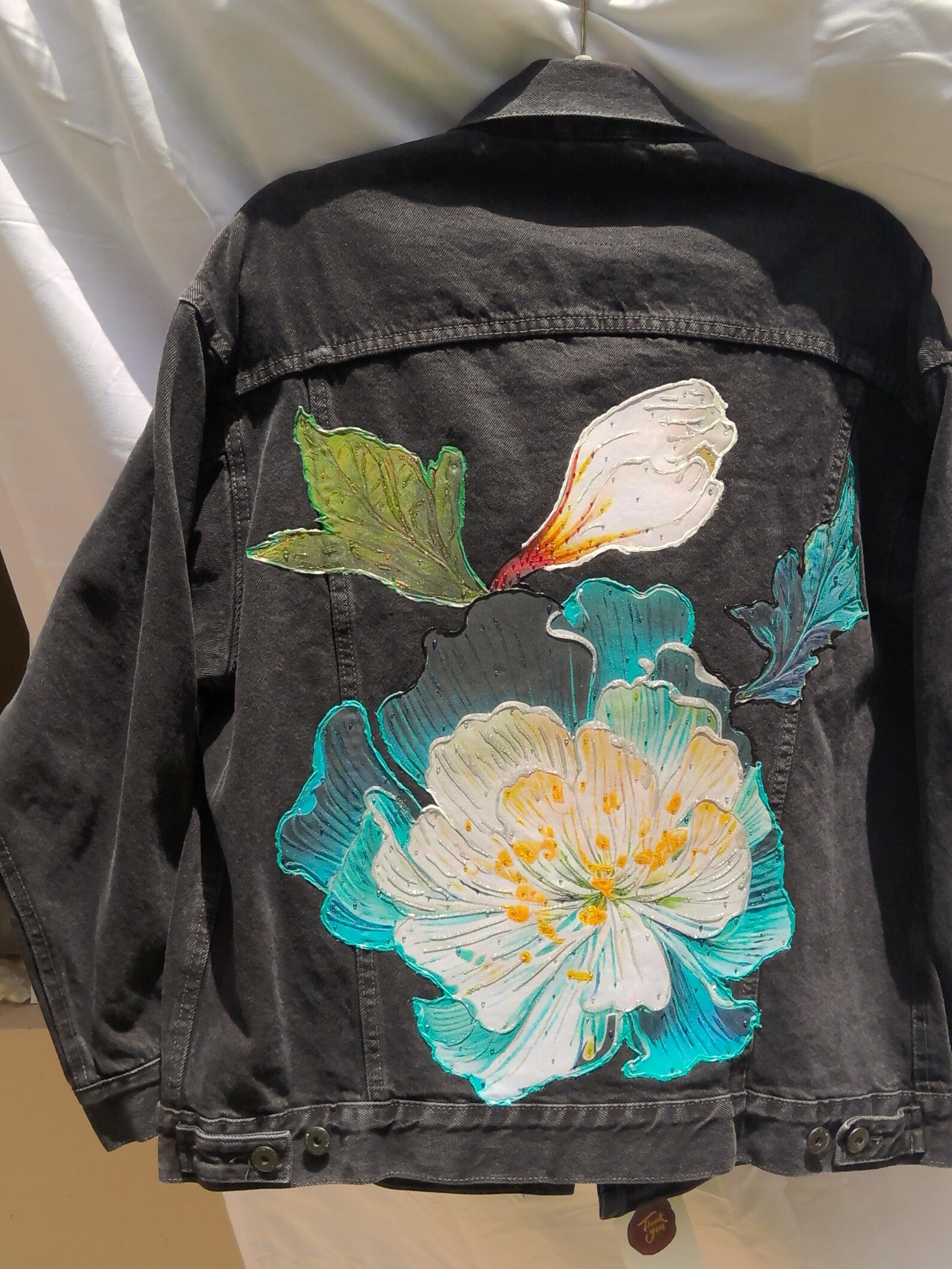 Women Denim Jacket Enhanced - Blue Flower - Etsy