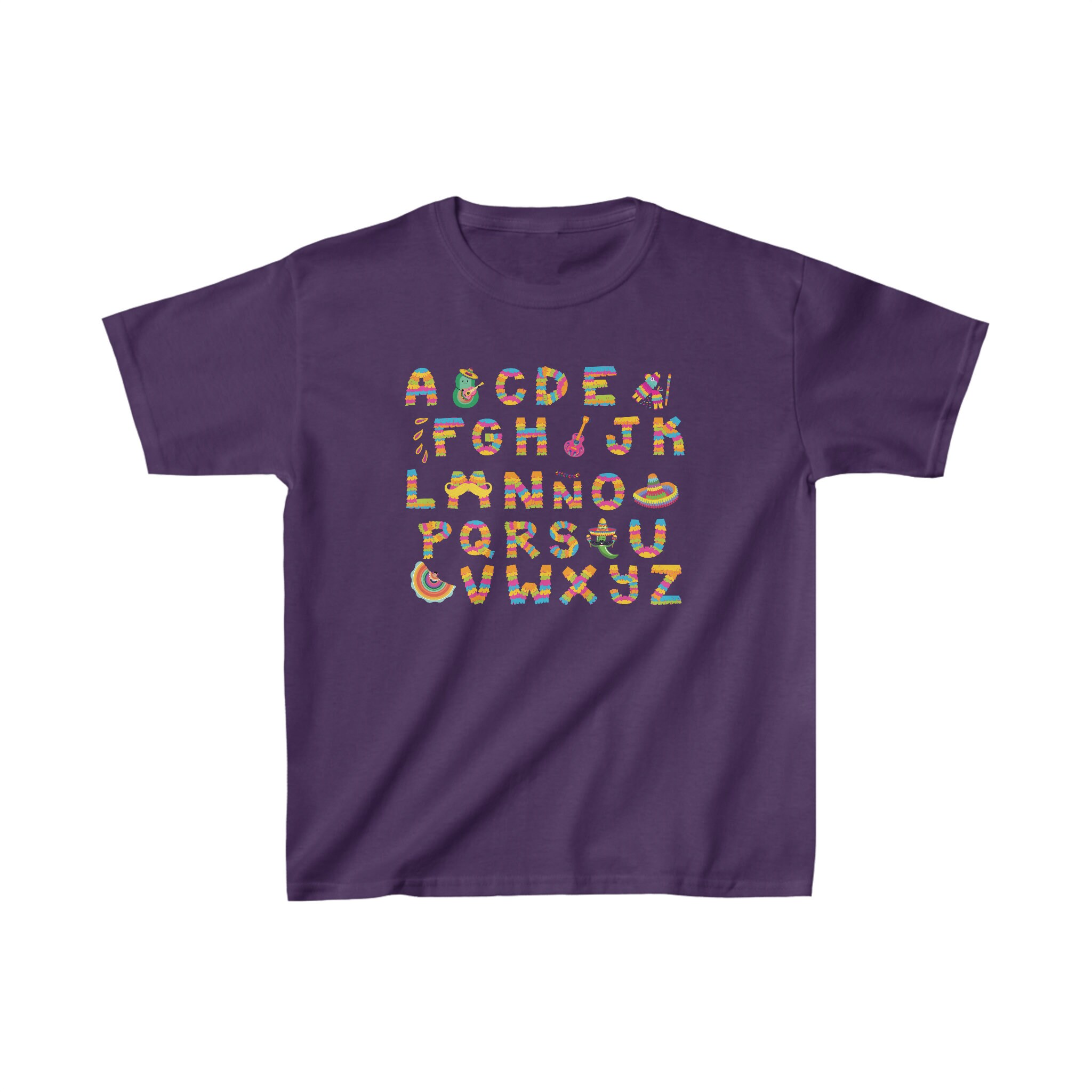 Fiesta Pinata Bilingual Alphabet Kids T-shirt, Spanish Letter Tracing ...