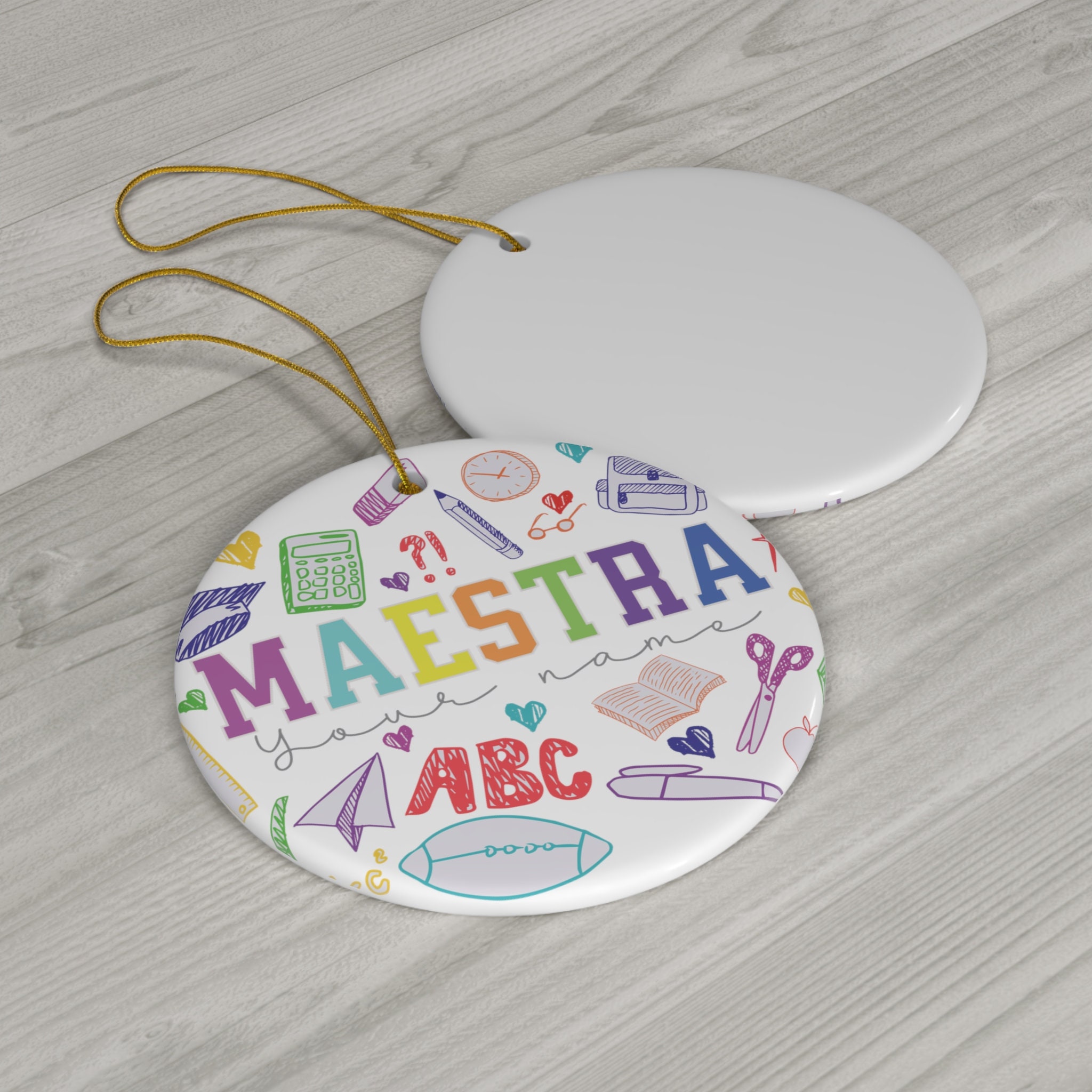 Personalized Maestra ESOL Bilingual Spanish Ceramic Teacher Circle ...