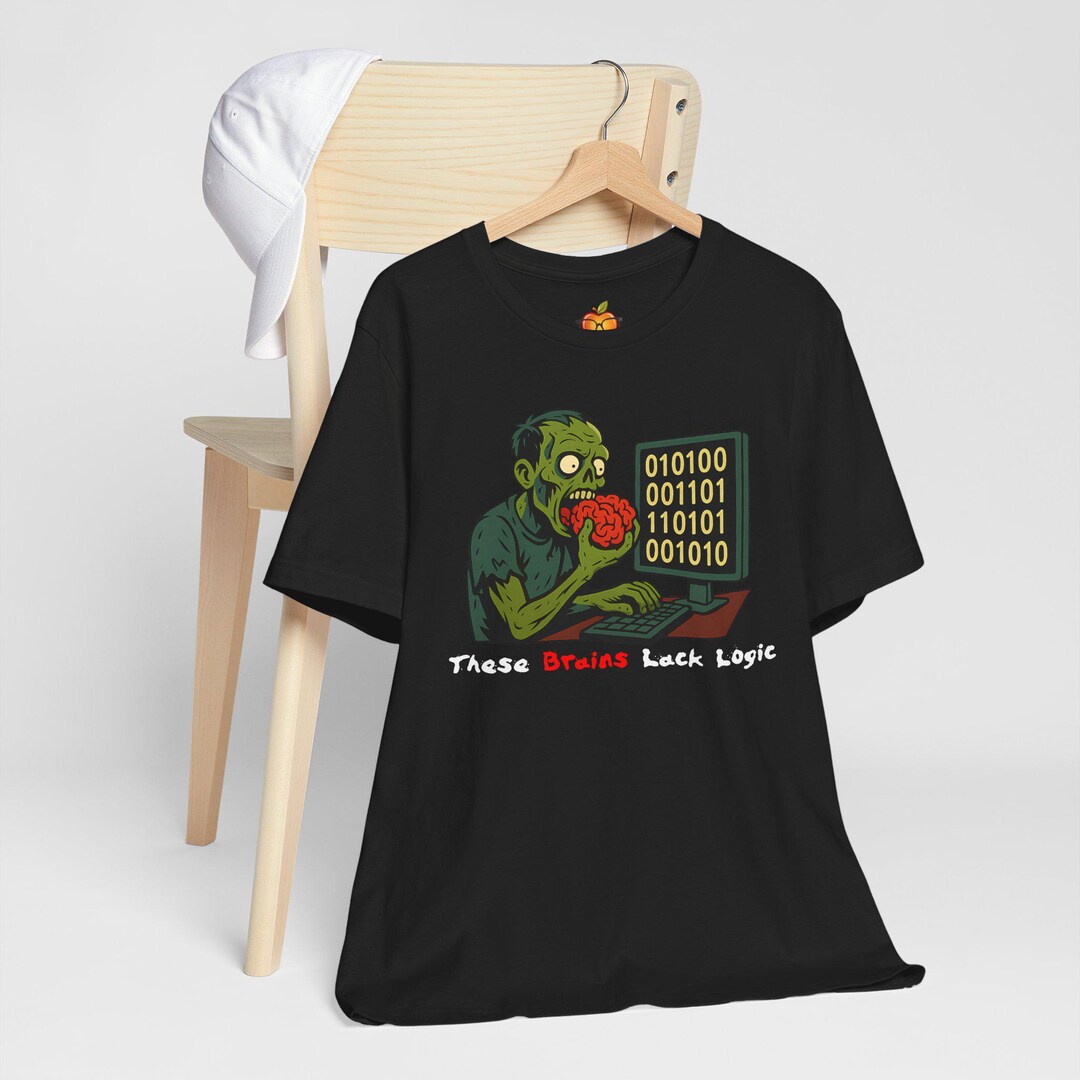 Funny IT Programmer Unisex Halloween Tee, Logic-free Brains Geeky Shirt ...
