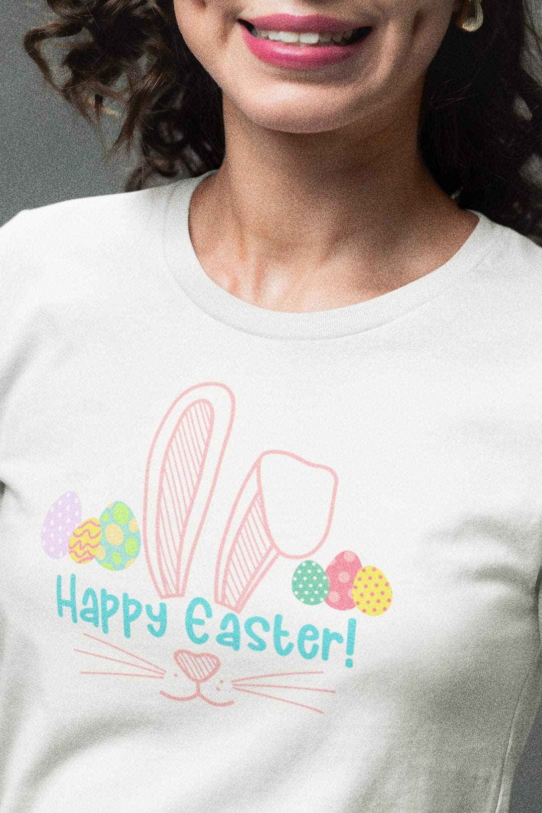 Happy Easter T-shirt, Bunny Ears Graphic Tee, Cute Easter Egg Shirt ...