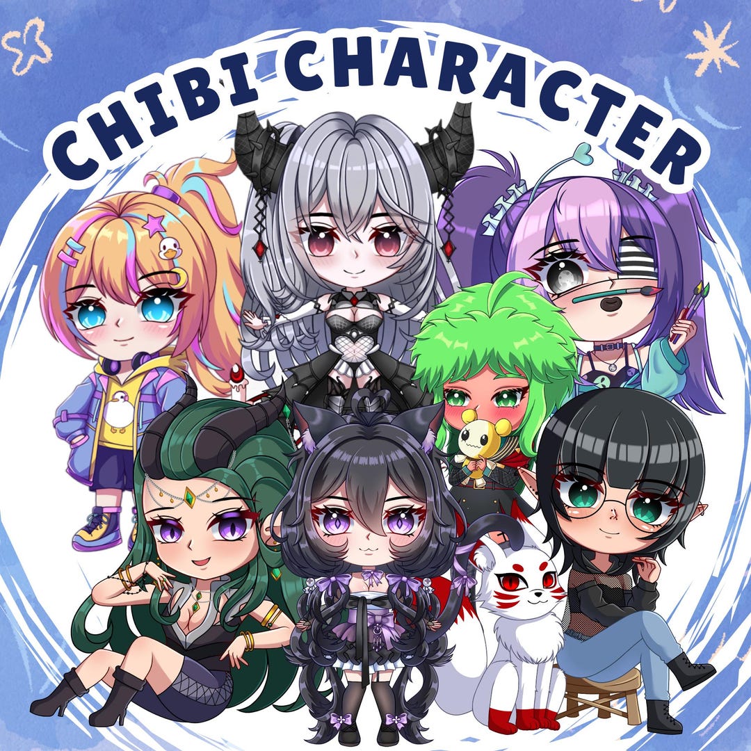 CUSTOM CHIBI Cute, Original Character Anime Chibi Twitch, Chibi Logo ...