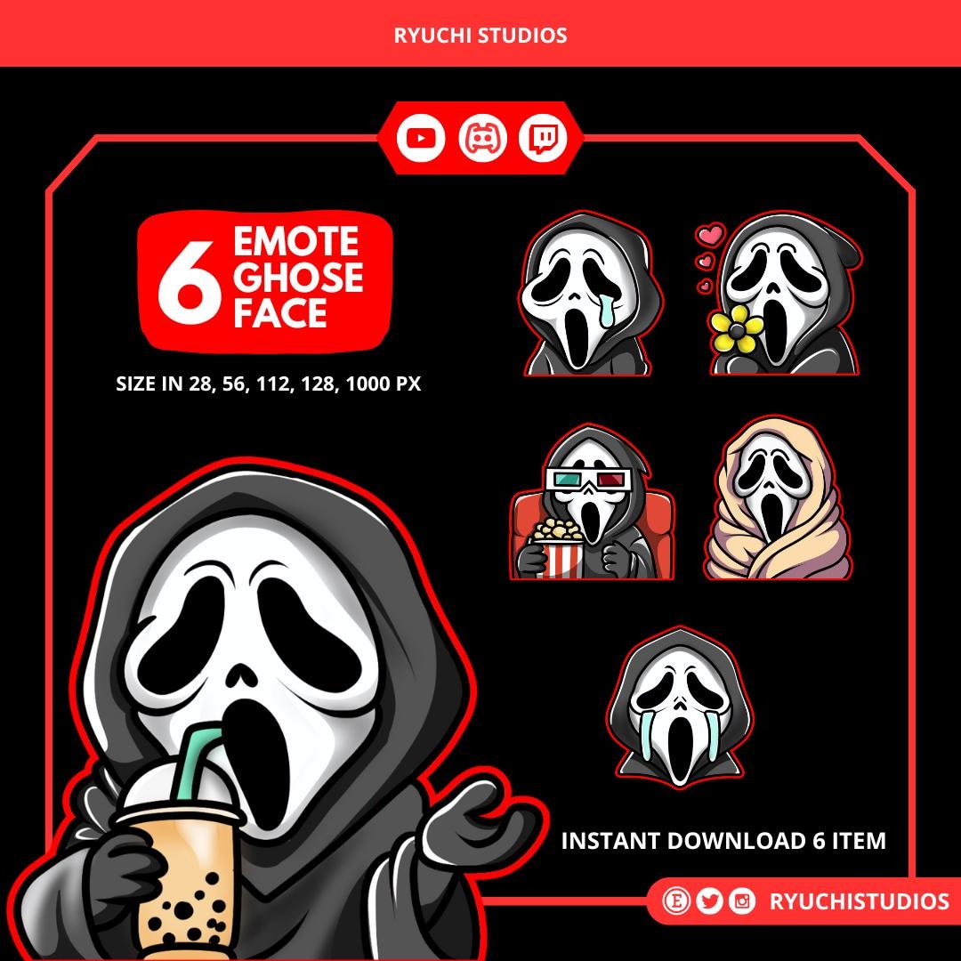 Ghostface Twitch Emotes – 6 Funny Horror Emotes Pack for Streamers ...