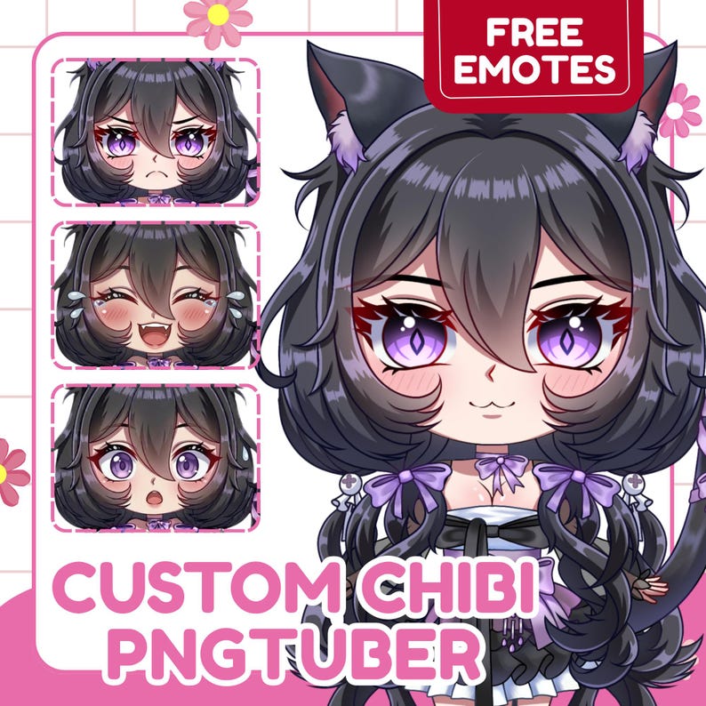 Custom Chibi Pngtuber Avatar | Kawaii Streaming Model Commission ...
