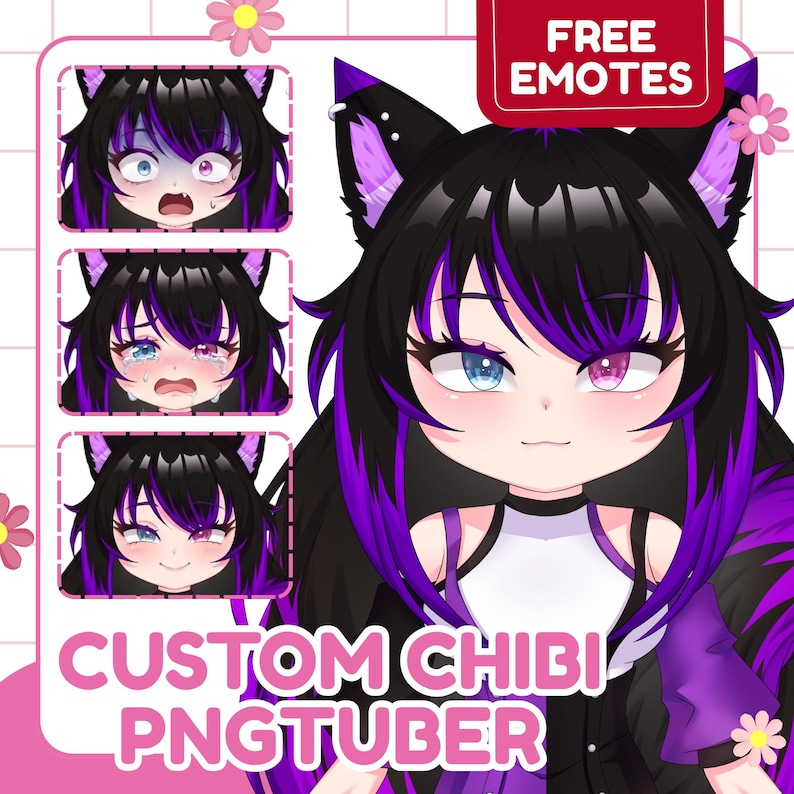 Custom Chibi Pngtuber Avatar | Kawaii Streaming Model Commission ...