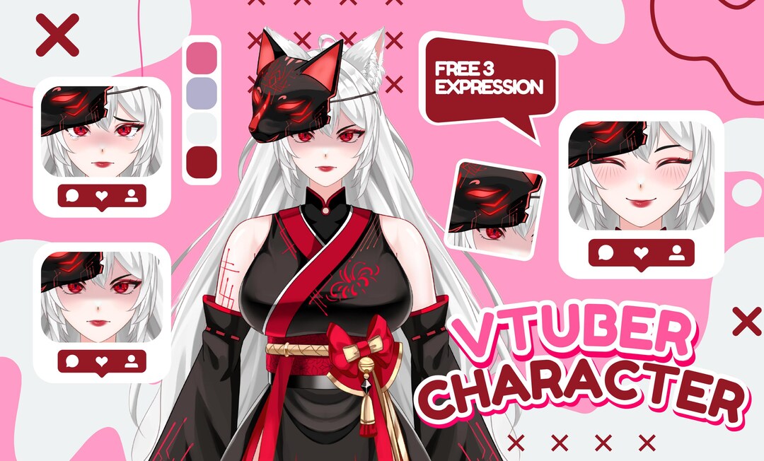 CUSTOM LIVE 2D VTUBER Model Vtuber Asset Vtuber Character Vtuber Design Vtuber Streamer Live2d ...