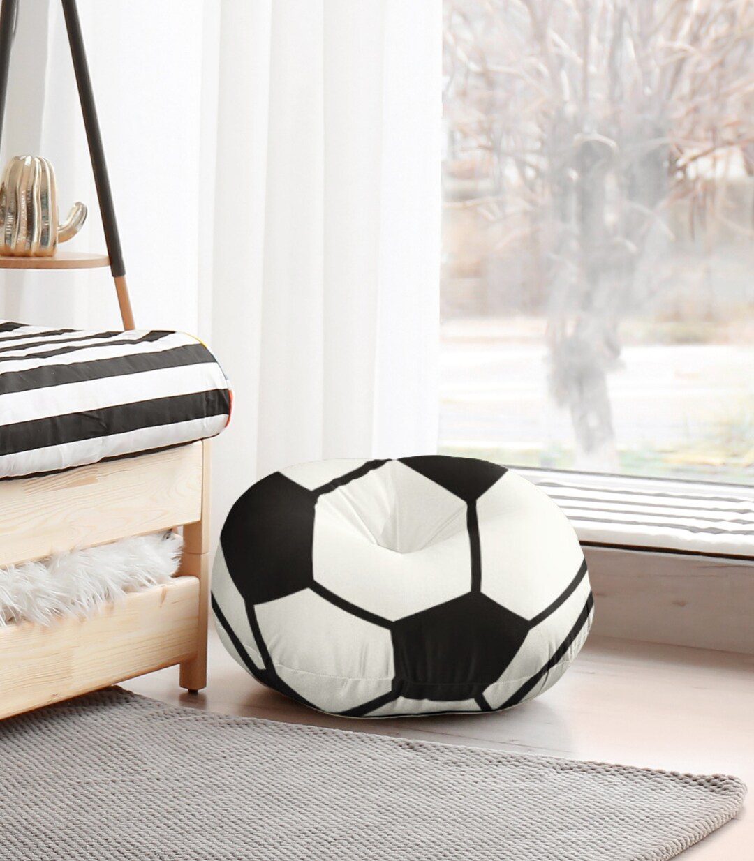 Sports Pillow Soccer Ball Ottoman Floor Cushion Pillow for Soccer ...