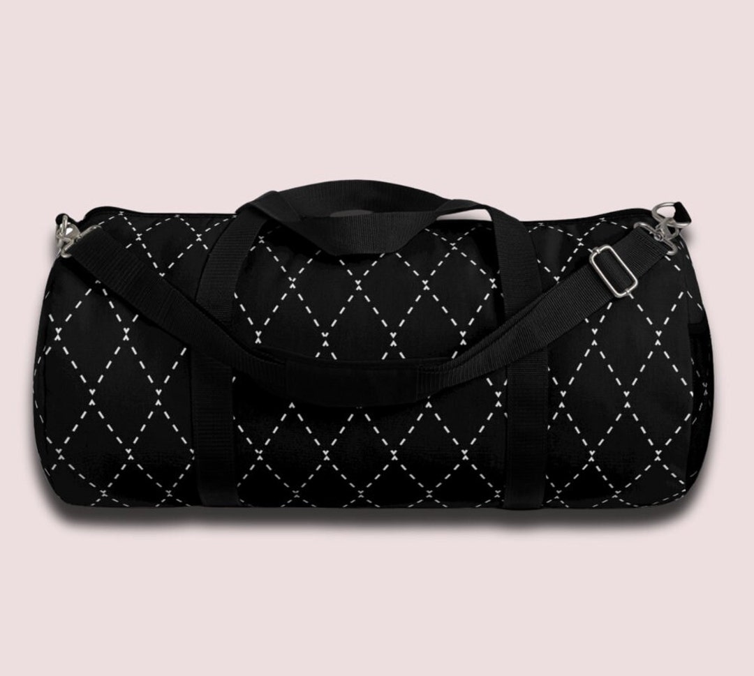 Black Diamond Stitch Print Duffel Bag Gym Bag With Diamond Stitch ...