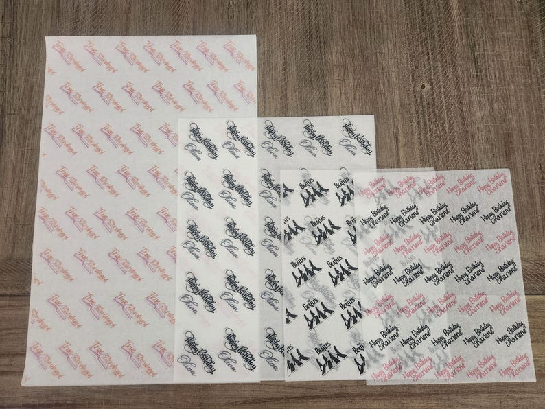 Custom Tissue Paper Plus Stickers -please Note Sizes - Etsy