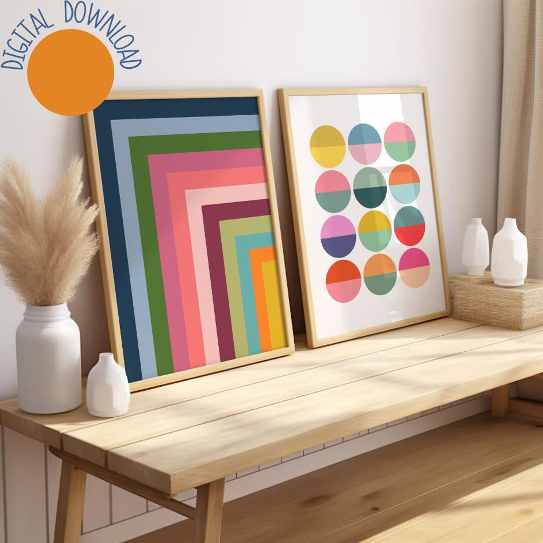 Colorful Geometric Prints, Colorful Abstract Wall Art, Colorful Modern ...
