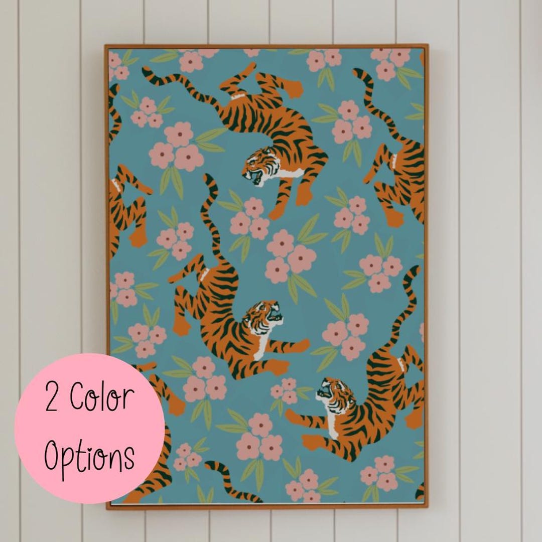Tiger Print, Tiger Wall Art, Boho Tiger Print, Vintage Tiger Print ...