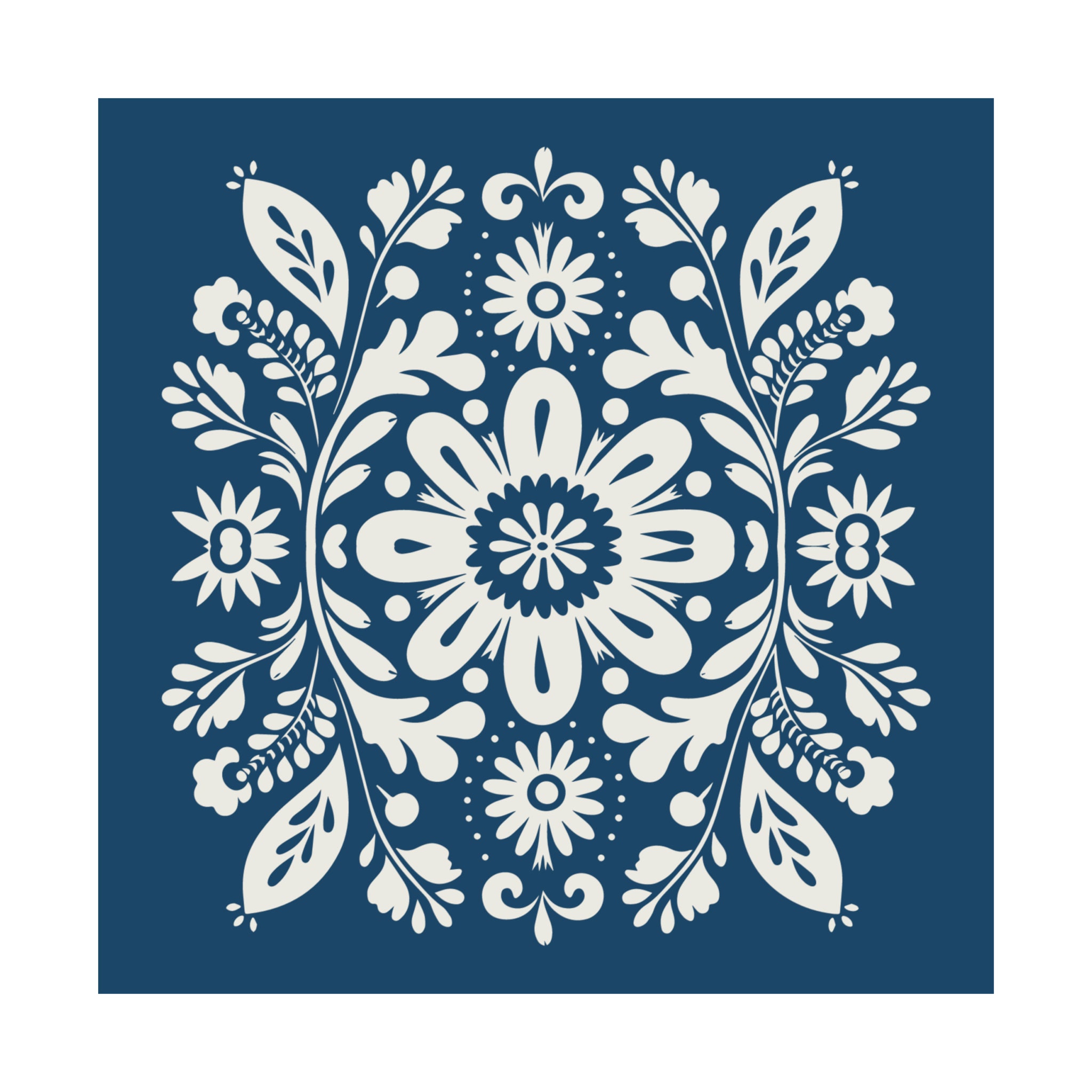 Scandinavian Folk Art Abstract Floral Wall Art Print Flowers Botanical ...