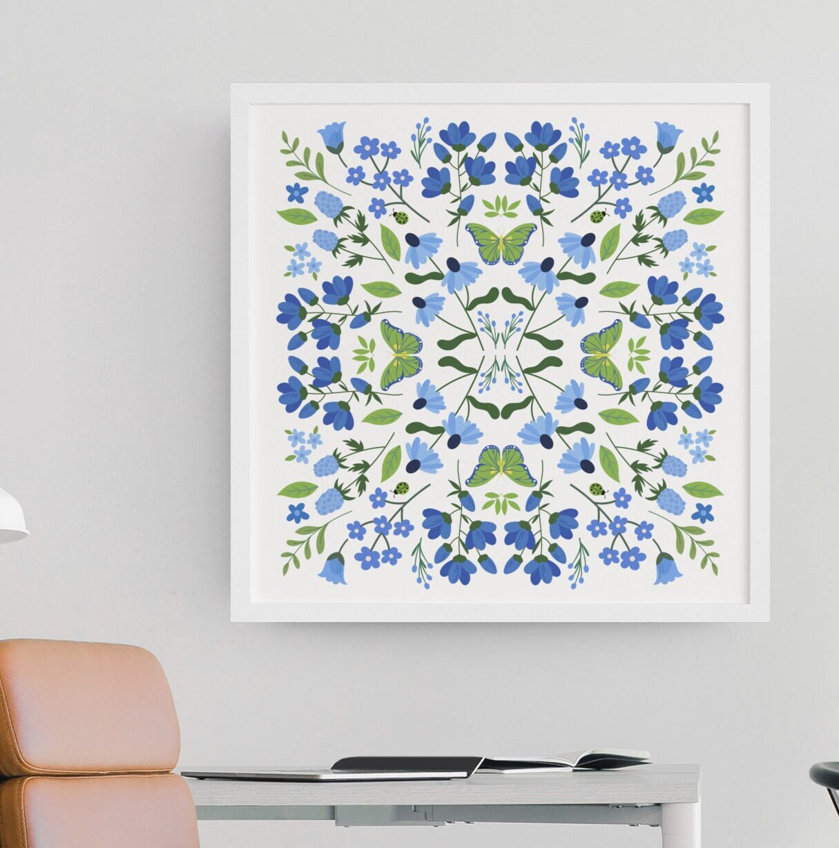 Blue Floral Wall Art, Wildflower Wall Art, Flower Garden Wall Art, Blue ...