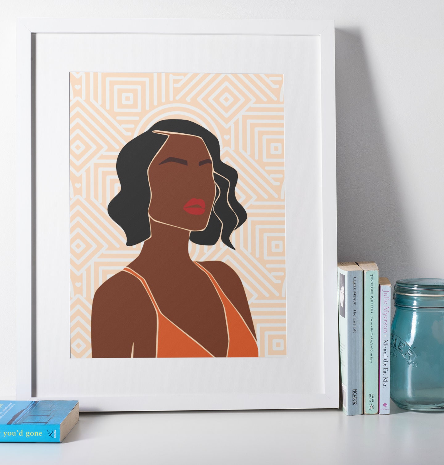 Abstract Woman Wall Art Print Black Brown Girl African American Boho ...
