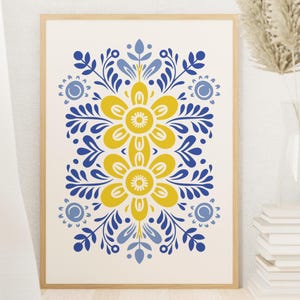 Scandinavian Floral Wall Art Print Flowers Folk Art Norwegian Norway ...