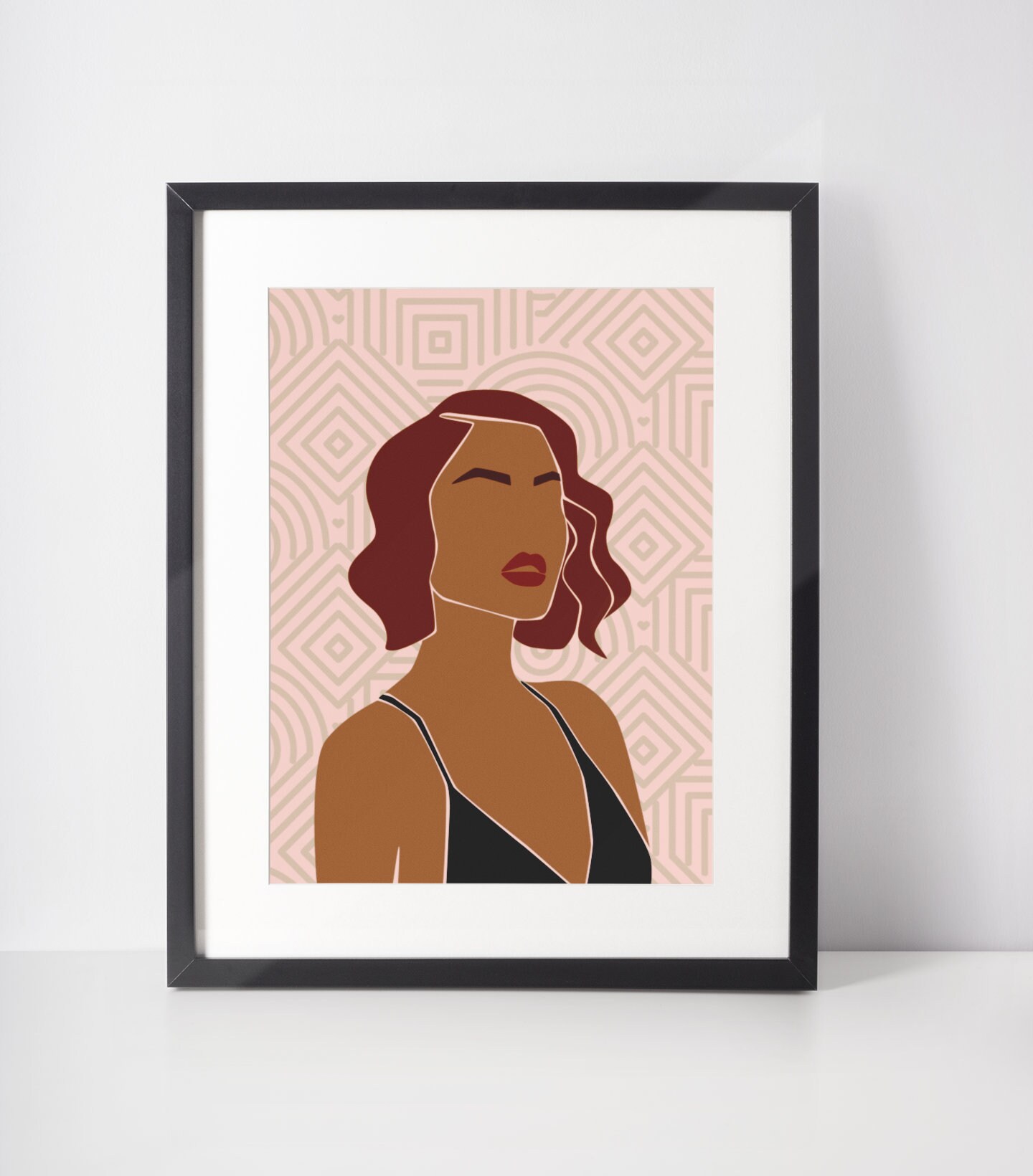 Abstract Woman Wall Art Print Black Brown Girl African American Boho ...