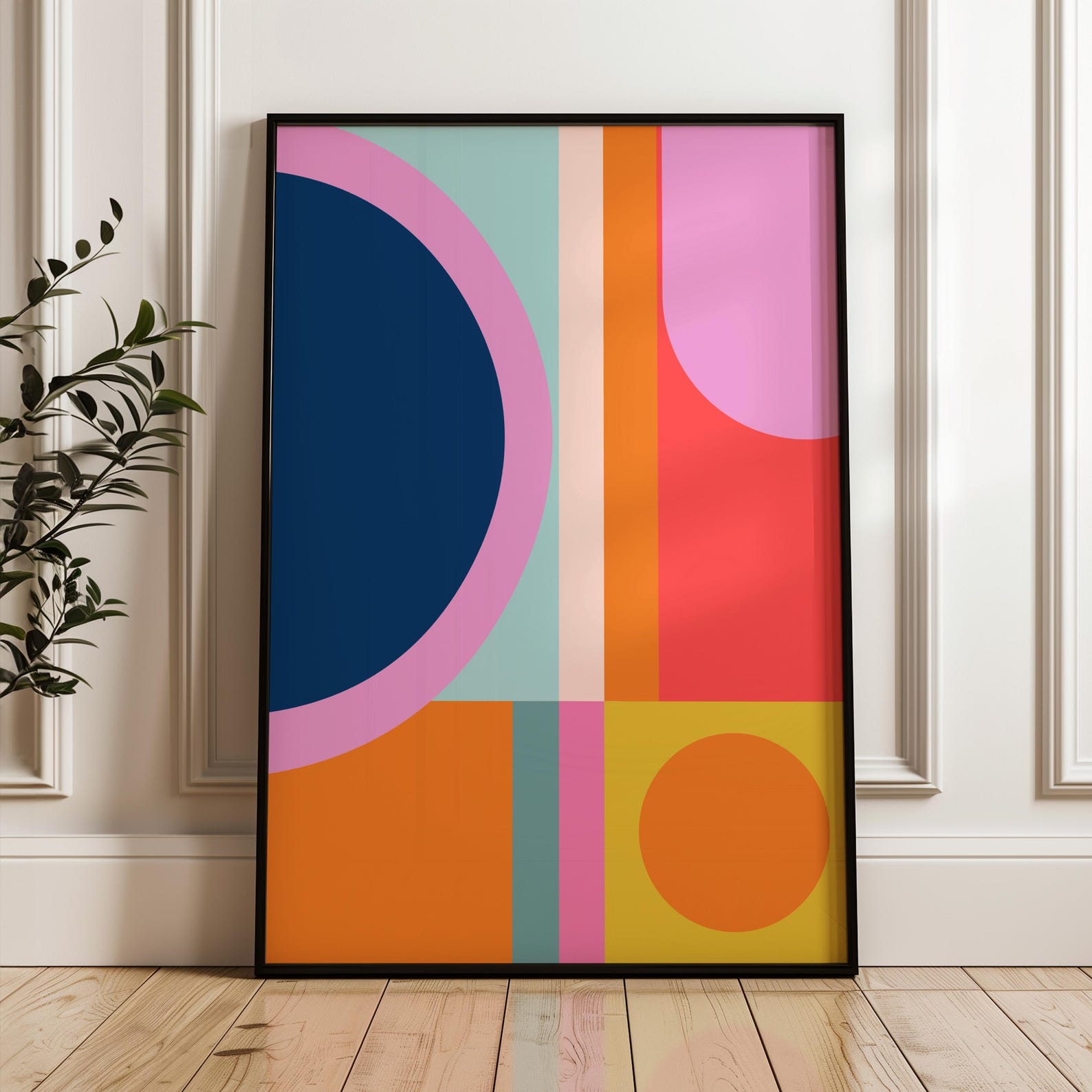 Mid Century Modern Geometric Print: Abstract Colorful Shapes, Bold ...