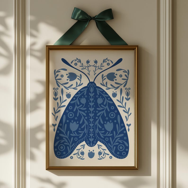 Scandinavian Folk Art, Scandinavian Wall Art, Blue Scandinavian Wall ...