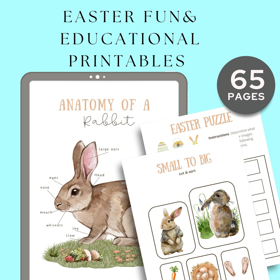 65-page Easter Puzzle Set - Printable Easter Worksheets for Kids, DIY ...