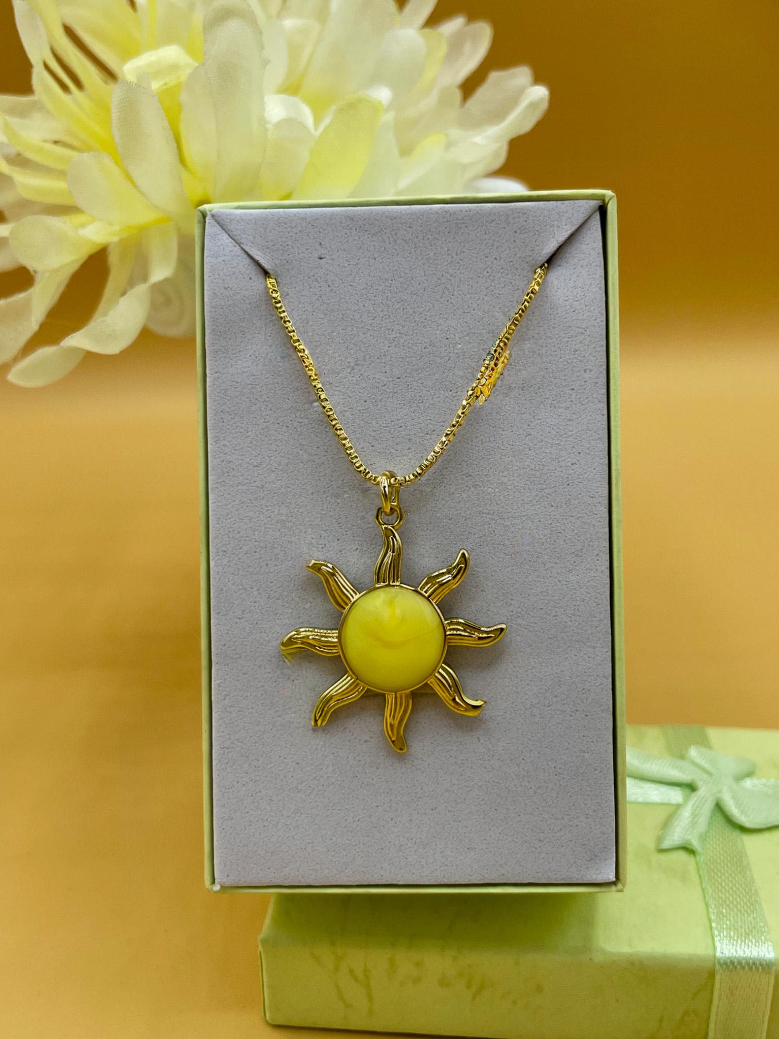 Sun 14k Gold Covered Sol Pendant Necklace - Etsy