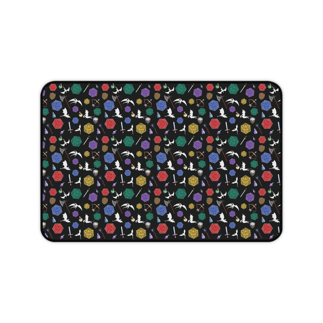Dungeons and Dragons Desk Mat, Dnd D&D Dice Axe Sword Potion Mousepad ...
