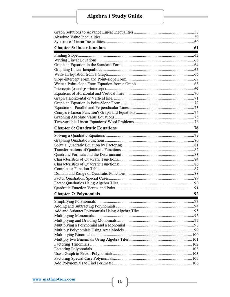 Algebra 1 Step by Step Guide - Etsy